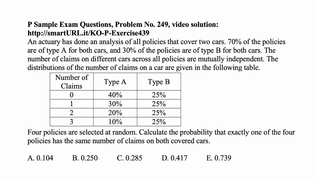 Exam P exercise for May 17, 2020 - YouTube