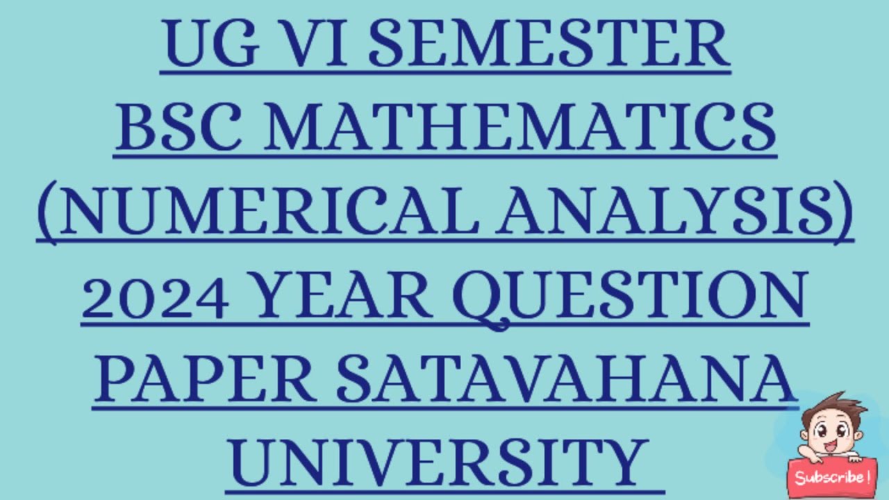 UG 6th Sem BSC Mathematics 2024 year question paper Satavahana ...