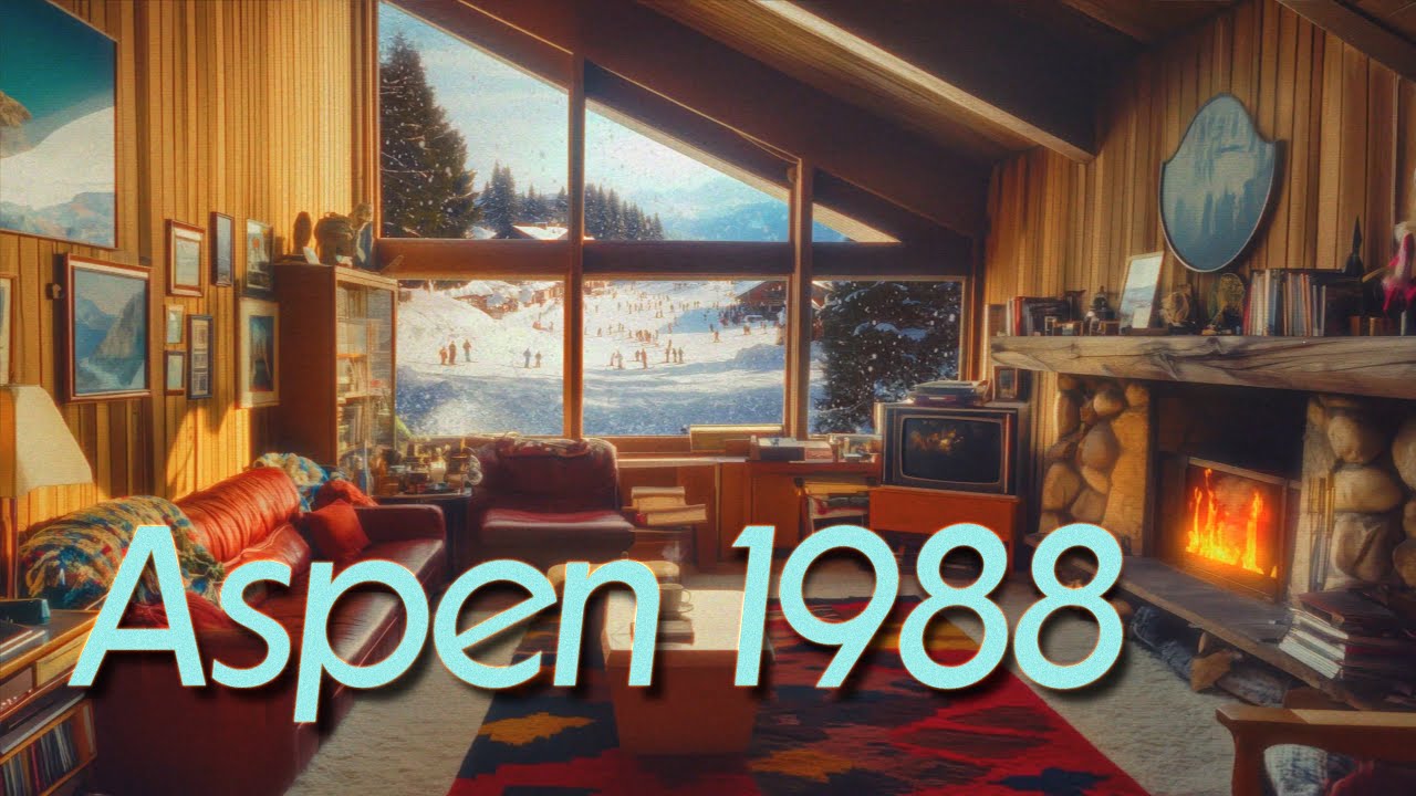 Aspen 1988 | Vintage Ambience, 80s Ski Lodge, Fireplace, TV on in Background - YouTube