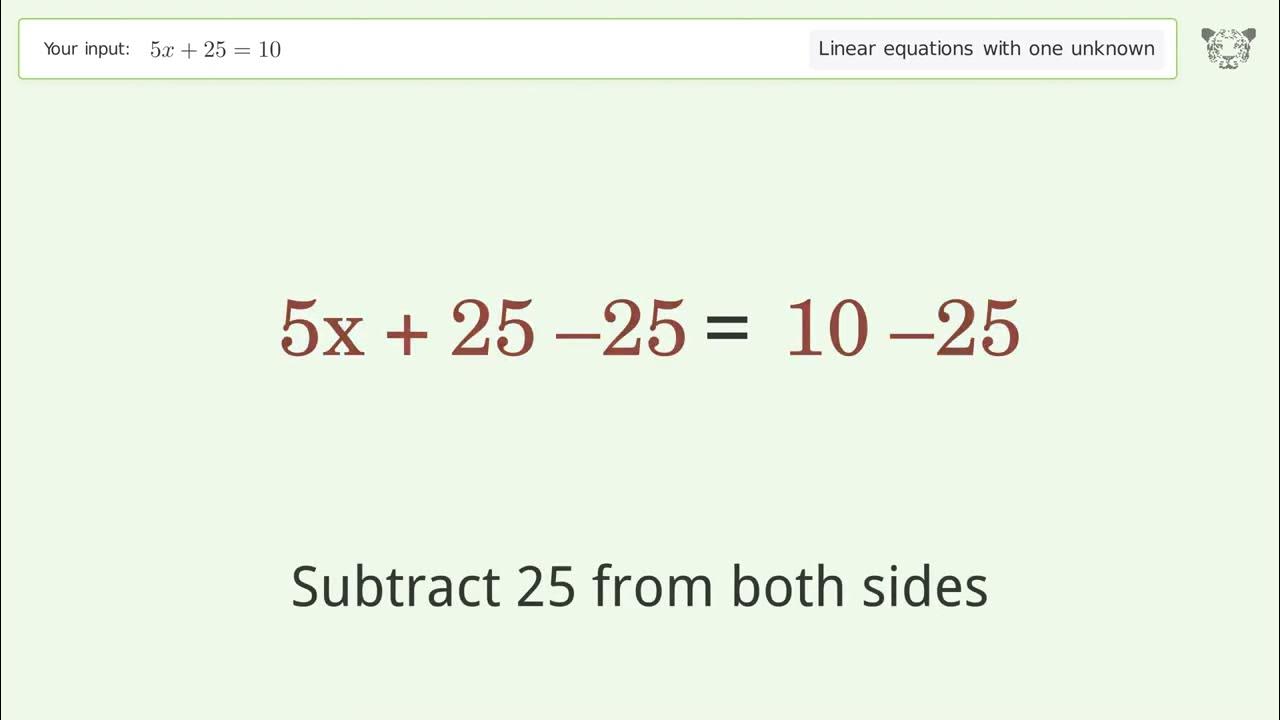 Linear Equation With One Unknown Solve 5x 25 10 Step by step Solution linear-equation-with-one-unknown-solve-5x-25-10-step-by-step-solution