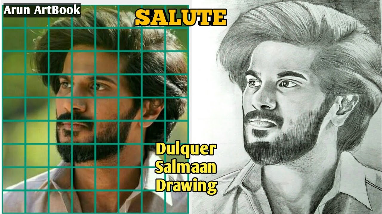 Dulquer Salmaan Drawing video | Salute movie DQ | final part | Grid ...