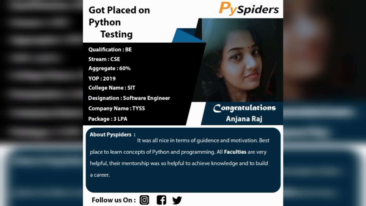 Got placed in as Software Enginner| Pyspiders Basavanagudi ...