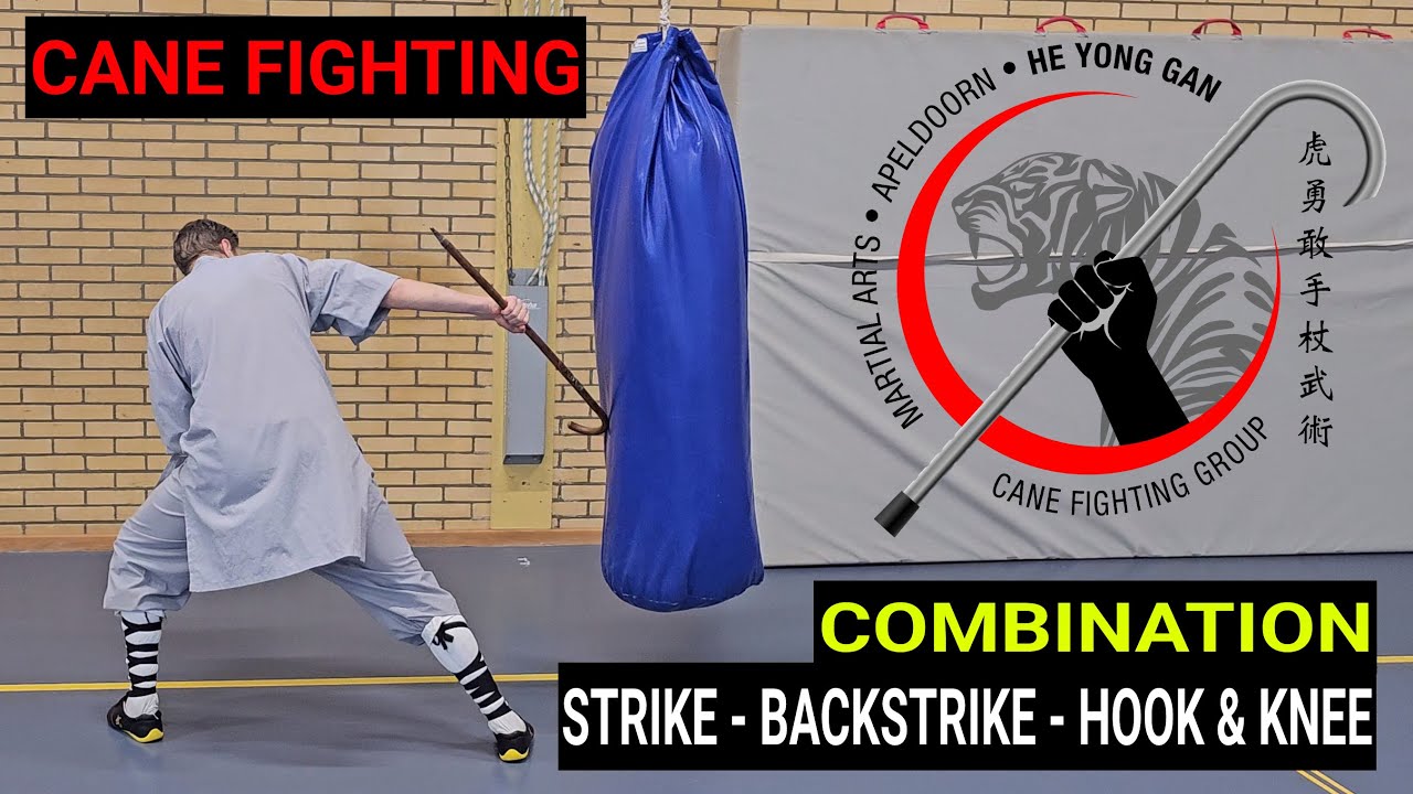 Cane Fighting: Strike - Backstrike - Hook & Knee Combination | He Yong ...