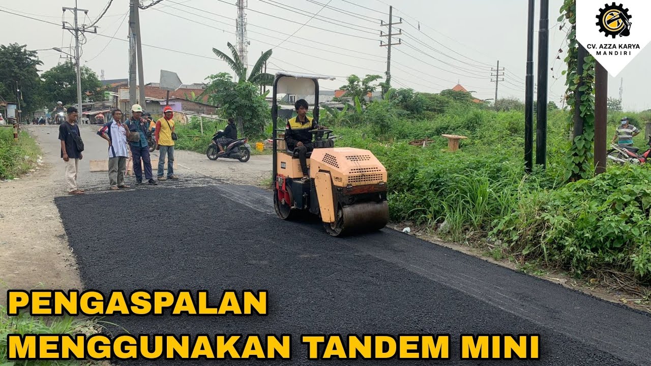 PENGASPALAN JALAN MENGGUNAKAN TANDEM MINI ATAU BABY ROLLER. - YouTube