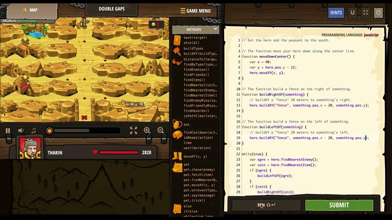 CodeCombat - Double Gaps - JavaScript - YouTube