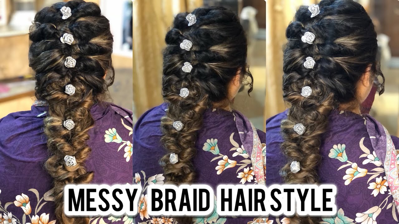 Messy Braid/ Easy & Simple Method/ Fluffy Braided Hairstyle/ Easy Trick ...