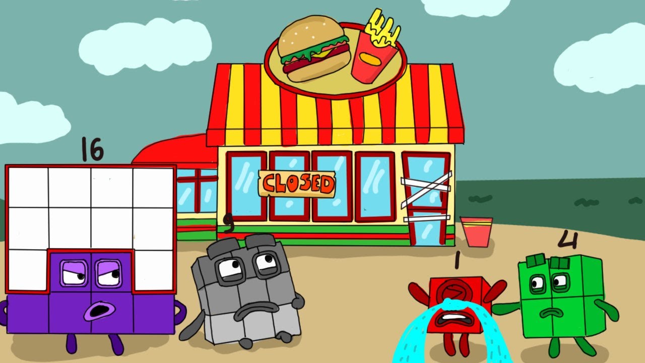 Numberblocks 1 can't stop crying, cz the Restaurant was closed ...