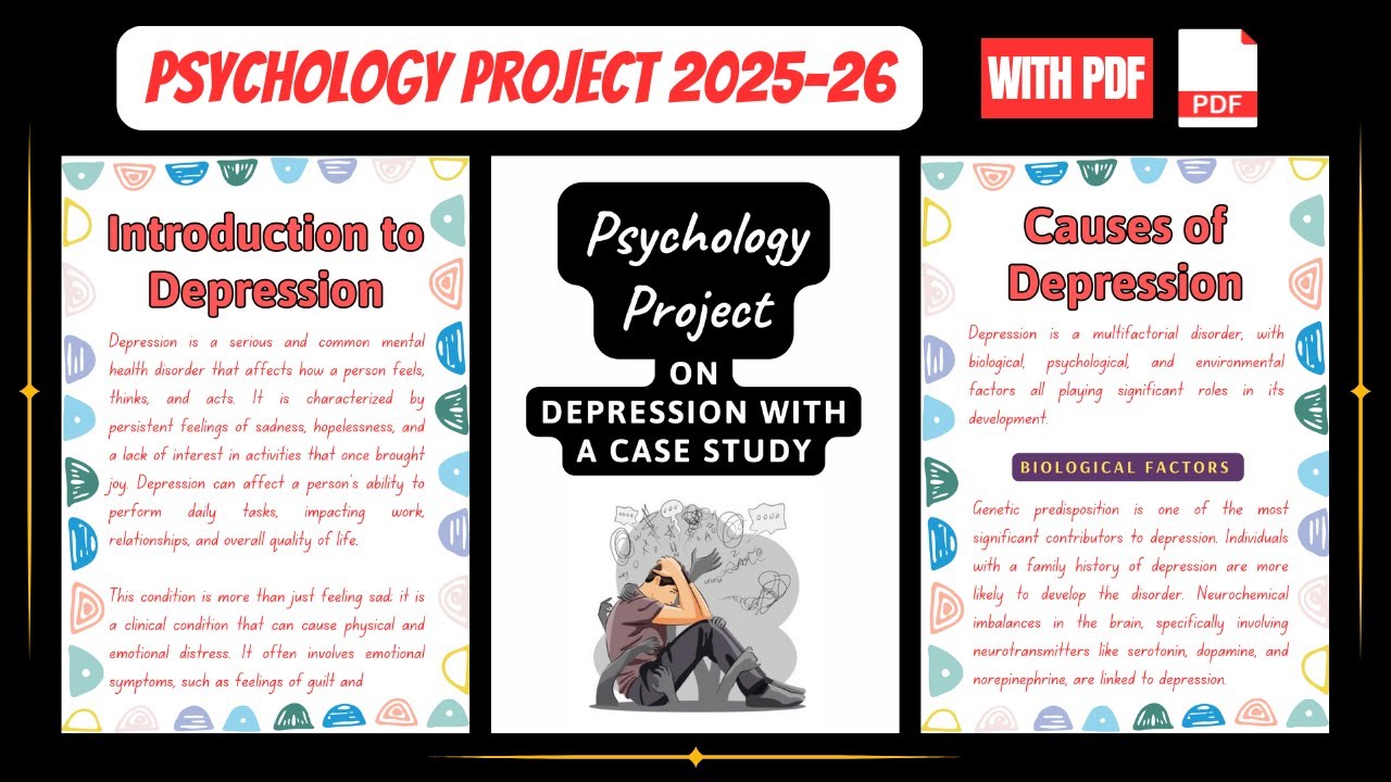 Class 12th Psychology Project File 2025-26 || Depression with a Case ...