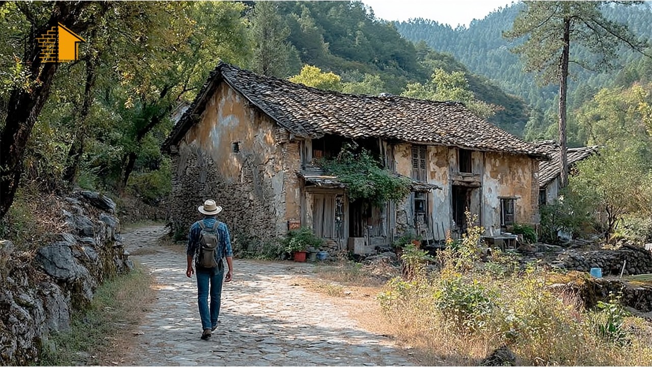 Un hombre genio limpia una casa abandonada en las montañas y construye ...