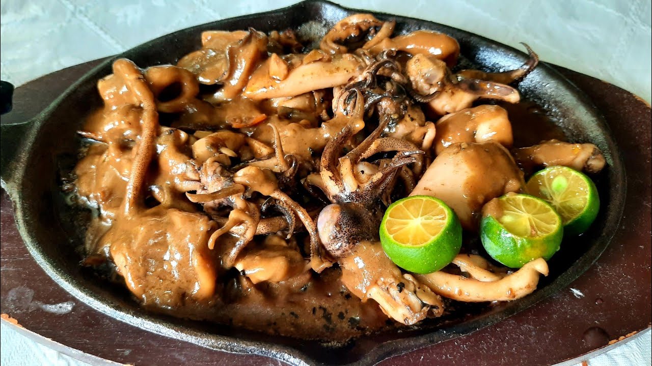 Sizzling Pusit/Squid with Buttered Gravy Sauce Recipe - YouTube