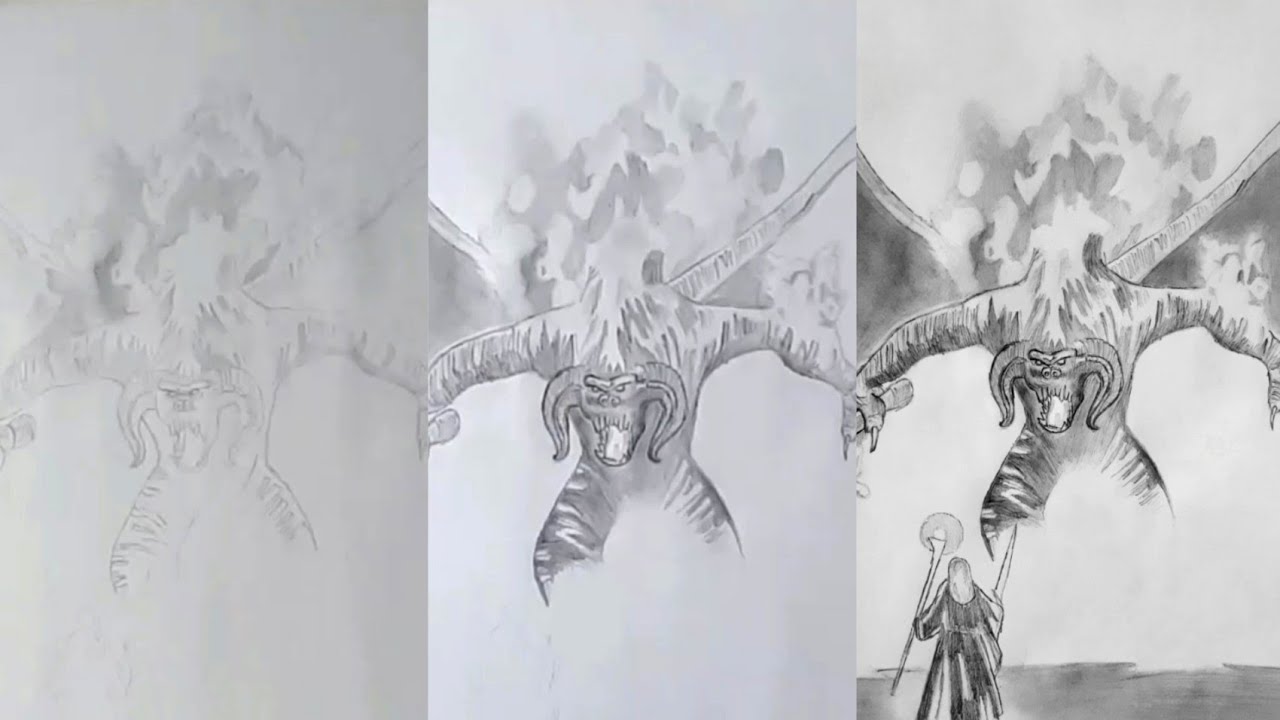 Drawing a Balrog (Part 1) - YouTube