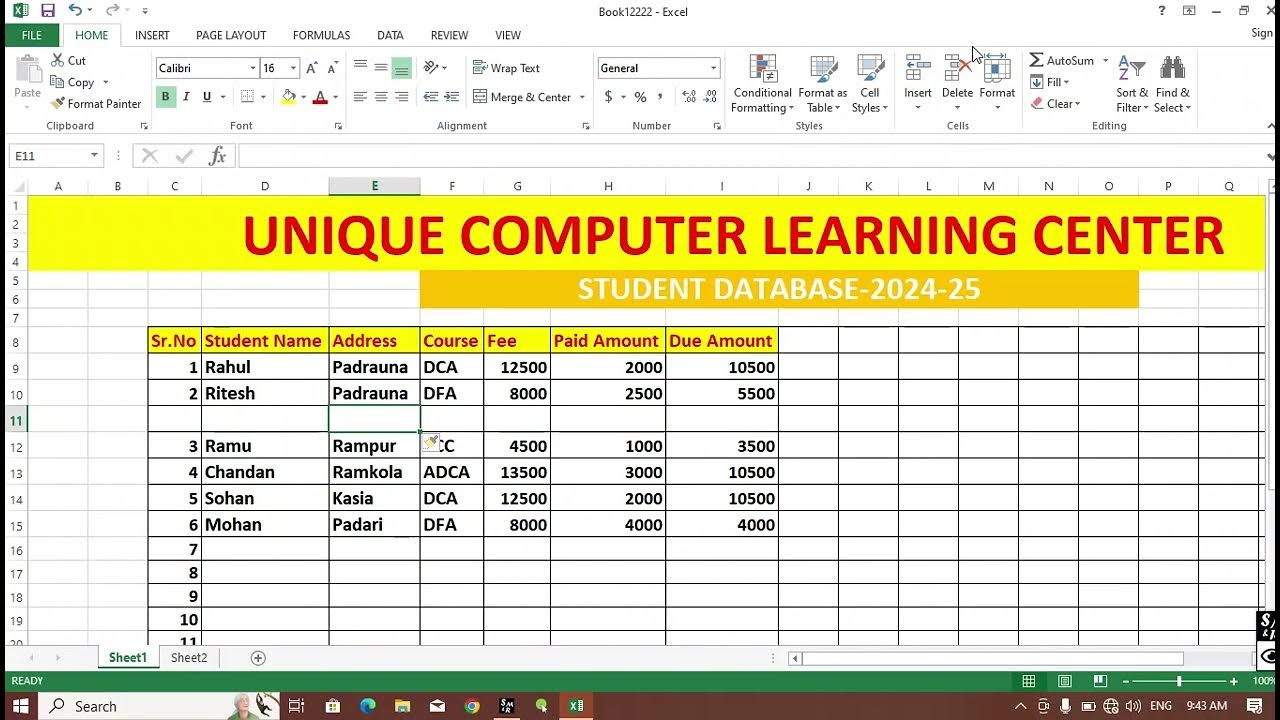Use of Cells Group in MS Excel|| MS Excel Me Row & Column Kaise Insert Kare|| By Shambhoo Sir ...