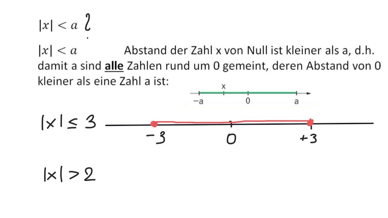 Zahlen: Absoluter Betrag in Ungleichungen - YouTube