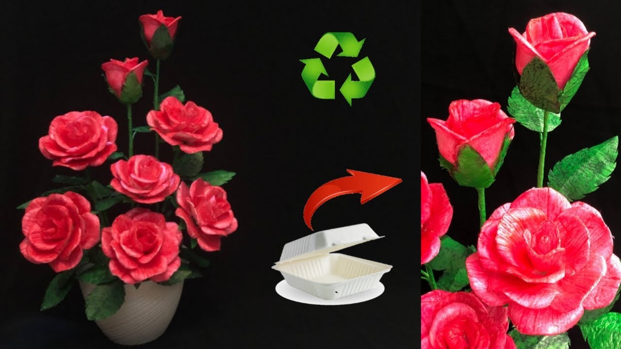 Membuat Bunga Mawar dari Styrofoam/DIY Styrofoam Rose Flower - YouTube