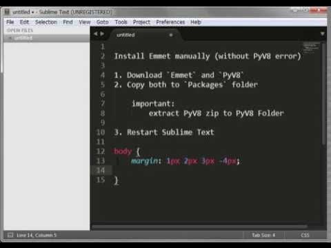 Install Emmet Manually on Sublime Text 3 or 2 without PyV8 error - YouTube