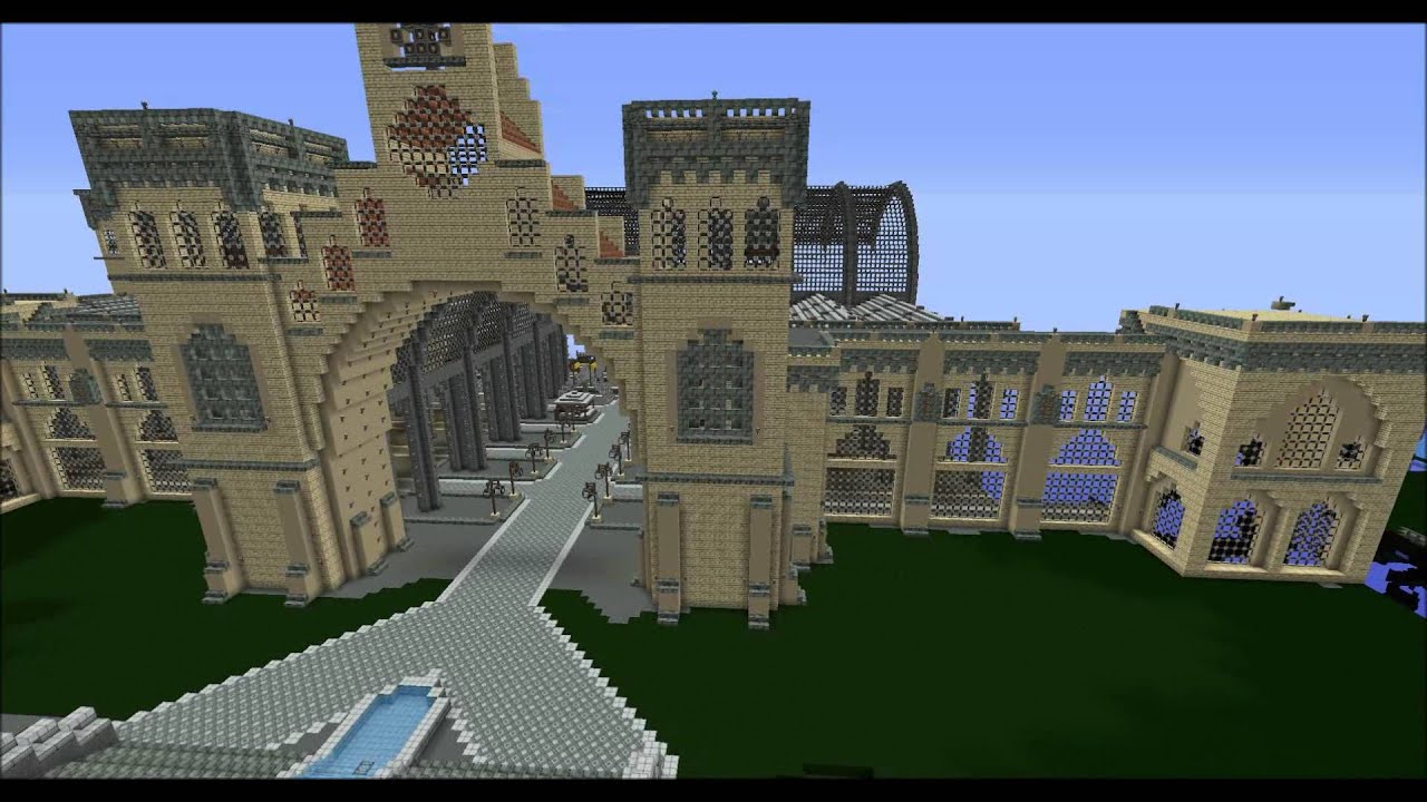 MIDCRAFT Spawn and huge Train station in Minecraft - YouTube