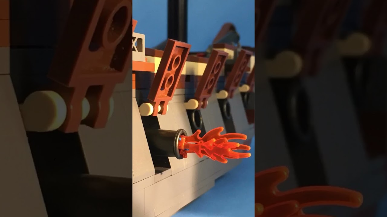 LEGO USS Hornet firing a six-gun broadside - YouTube