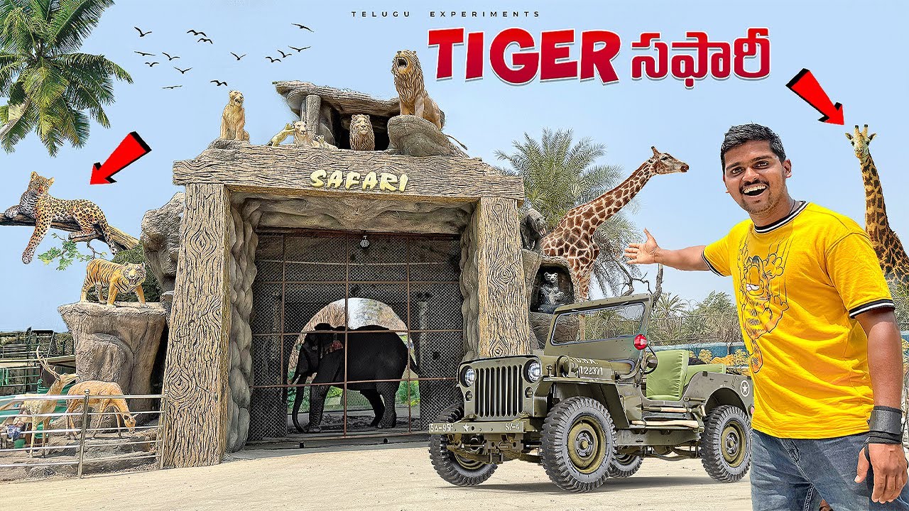 Exploring Tiger Safari Hyderabad with our Team 🔥🔥 మొదటి సారి జిరాఫీ చూసాము…😱😱 Telugu Experiments ...