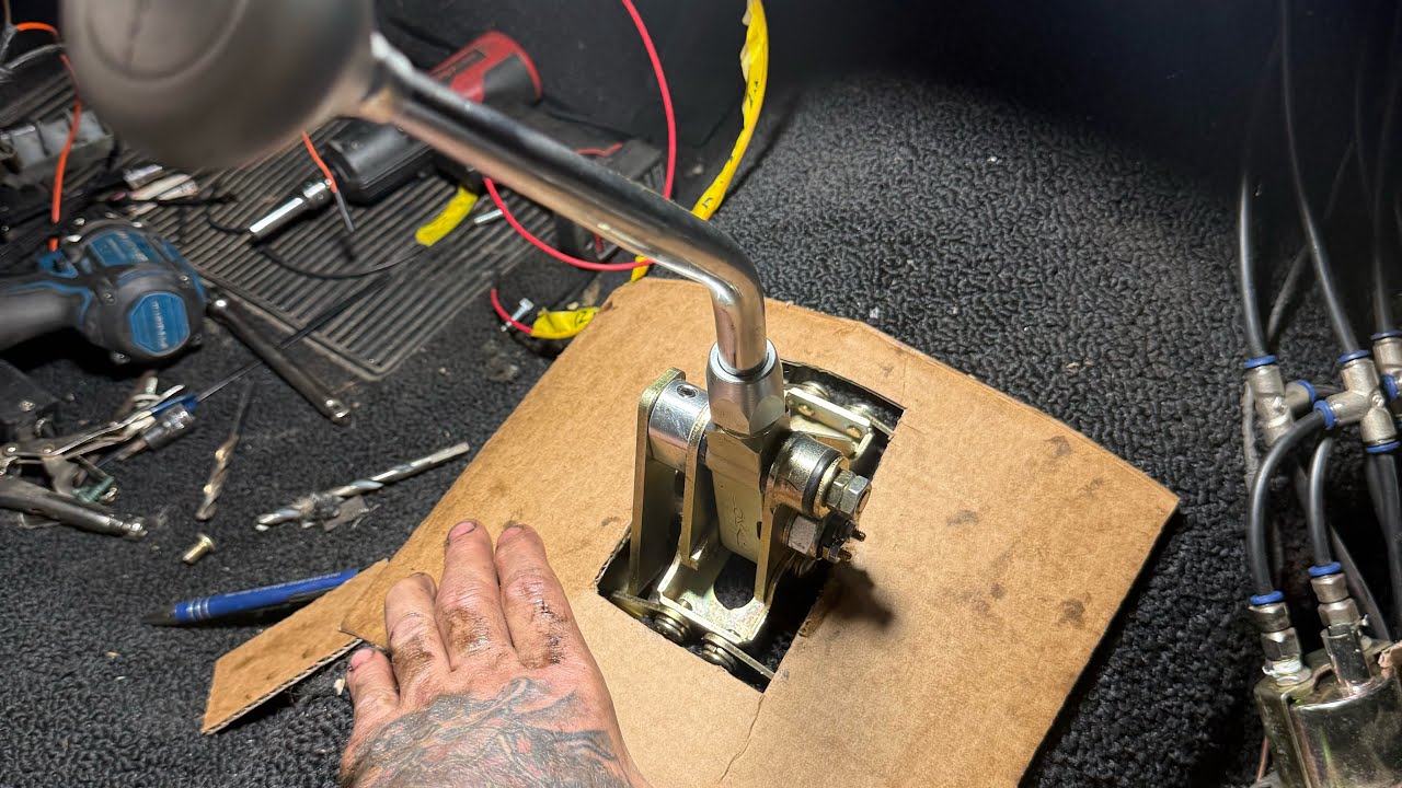 1963 Impala shifter removal and tunnel repair - YouTube