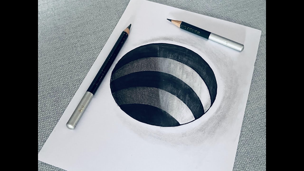 easy draw 3D Trick Art on paper for beginners, how to draw 3D Trick Art ...
