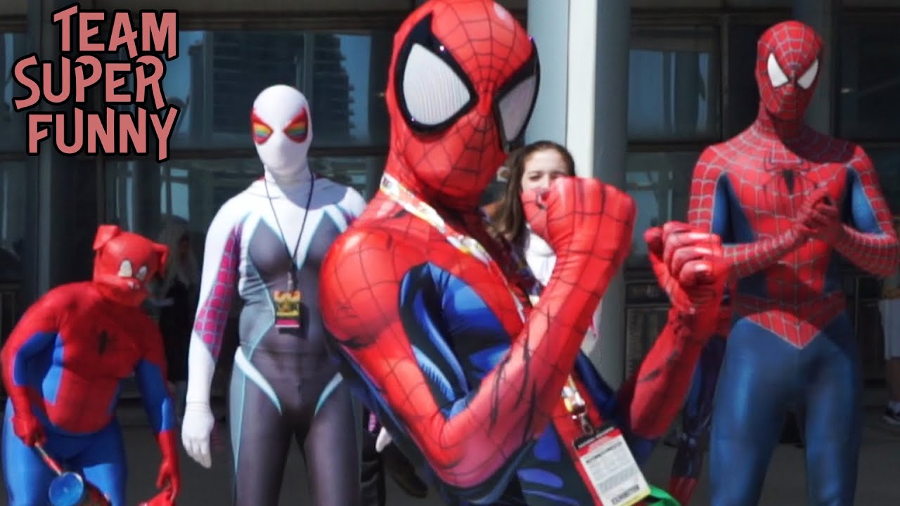 Spider Man Spider Verse Dance Party At Comic Con Teamsuperfunny Youtube