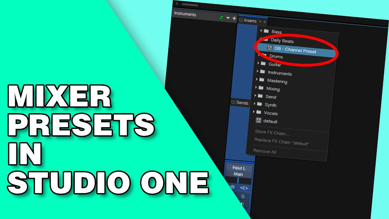 How to Manage Mixer presets in Studio One - YouTube