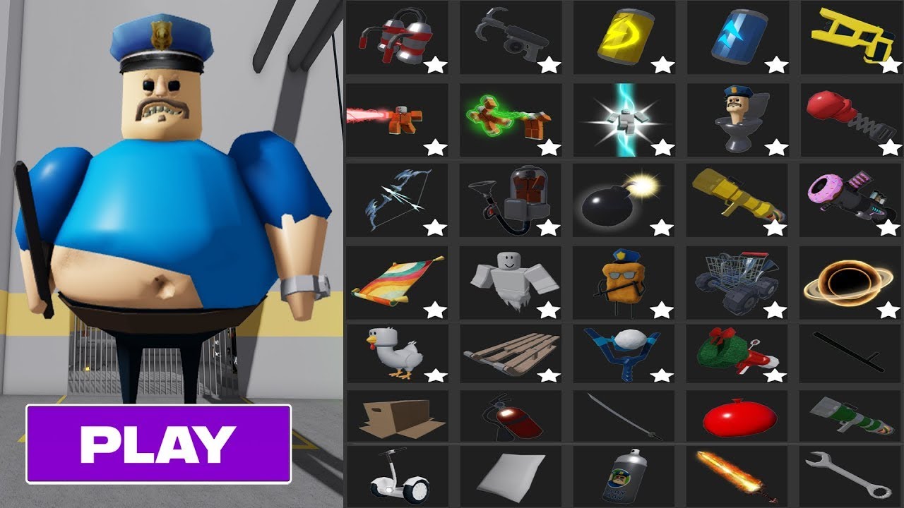 Playing with All Items in BARRY'S PRISON RUN! (OBBY) HARD MODE - All ...