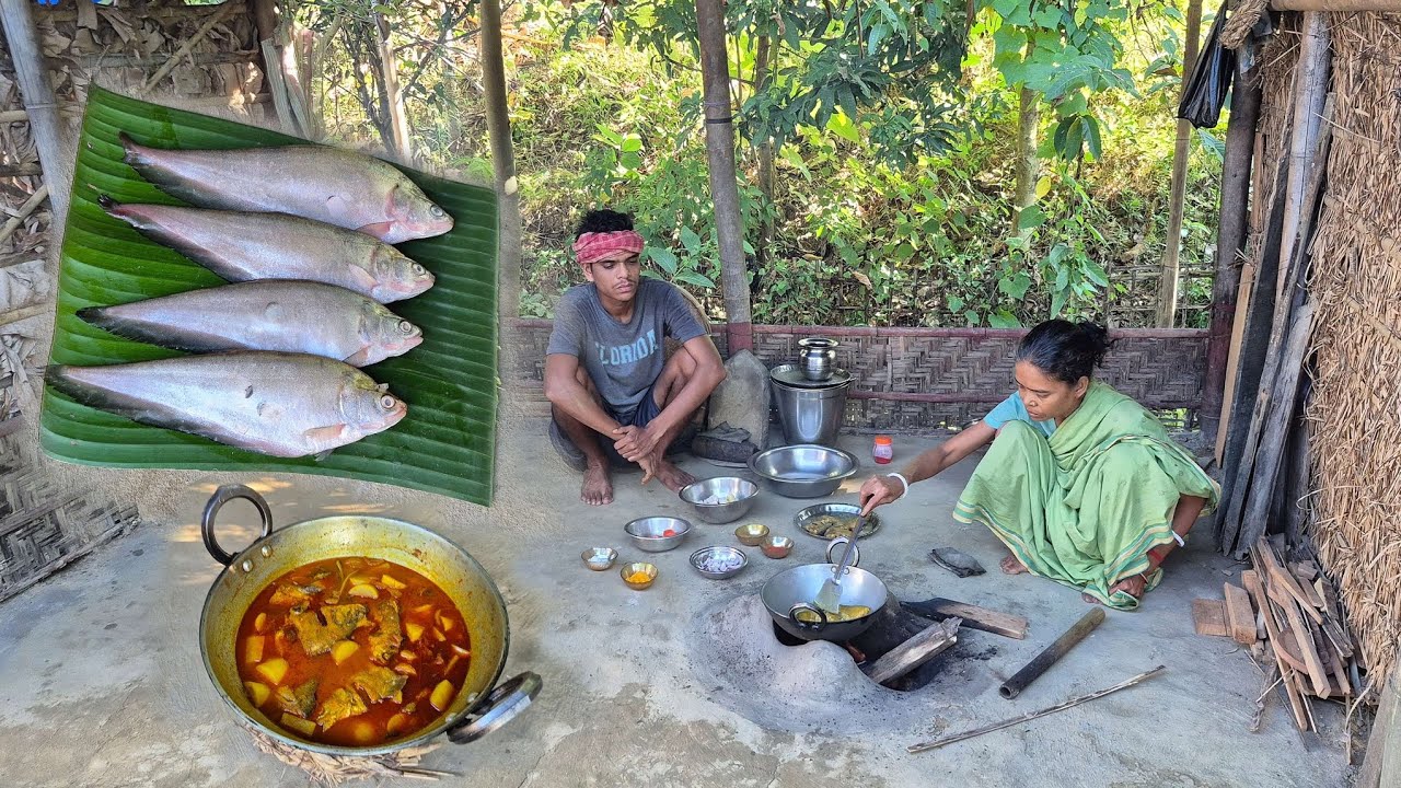 KANGLA FISH Curry With RADISH Cooking In Rural Mother And Son For Tasty ...