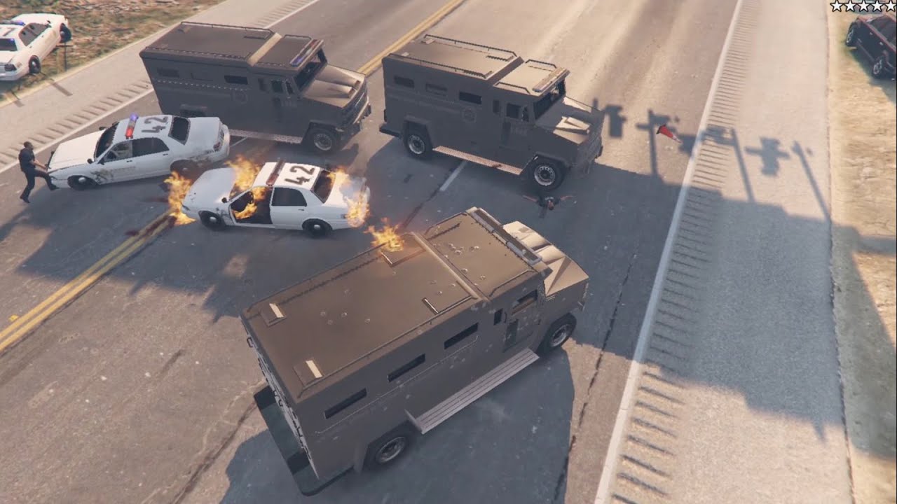 GTA 5 Shooting Fire Gun Graphic six-star Escape - YouTube