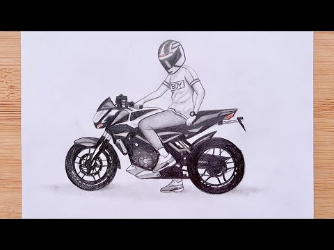 Easy way to draw a boy with bike - step by step || Pencil Sketch for beginners