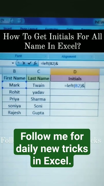 Initials Name In Excel. - YouTube