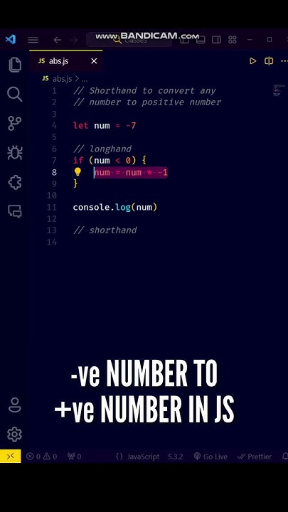 😍😍 Shorthand to convert Negative Numbers to Positive Numbers JavaScript #shorts #javascript # ...