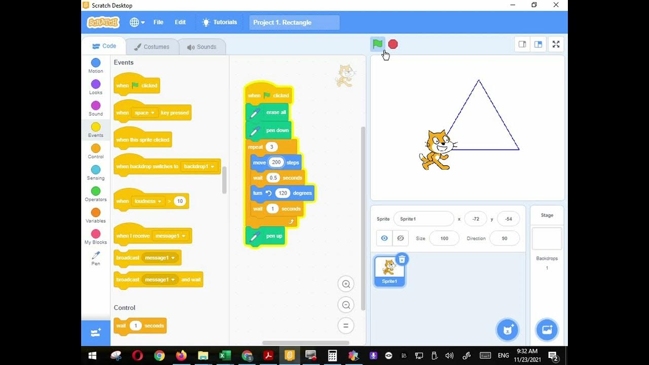 How to draw rectangle, triangle and octagon in scratch - YouTube