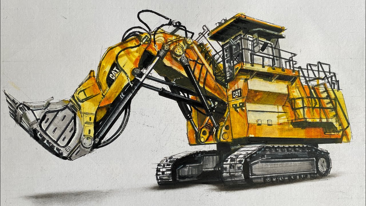 Drawing CAT 6060 Hydraulic Mining Shovel - YouTube