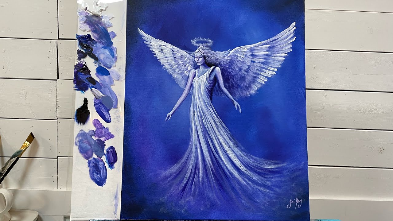How To Paint ANGEL OF GUIDANCE acrylic tutorial for beginners - YouTube