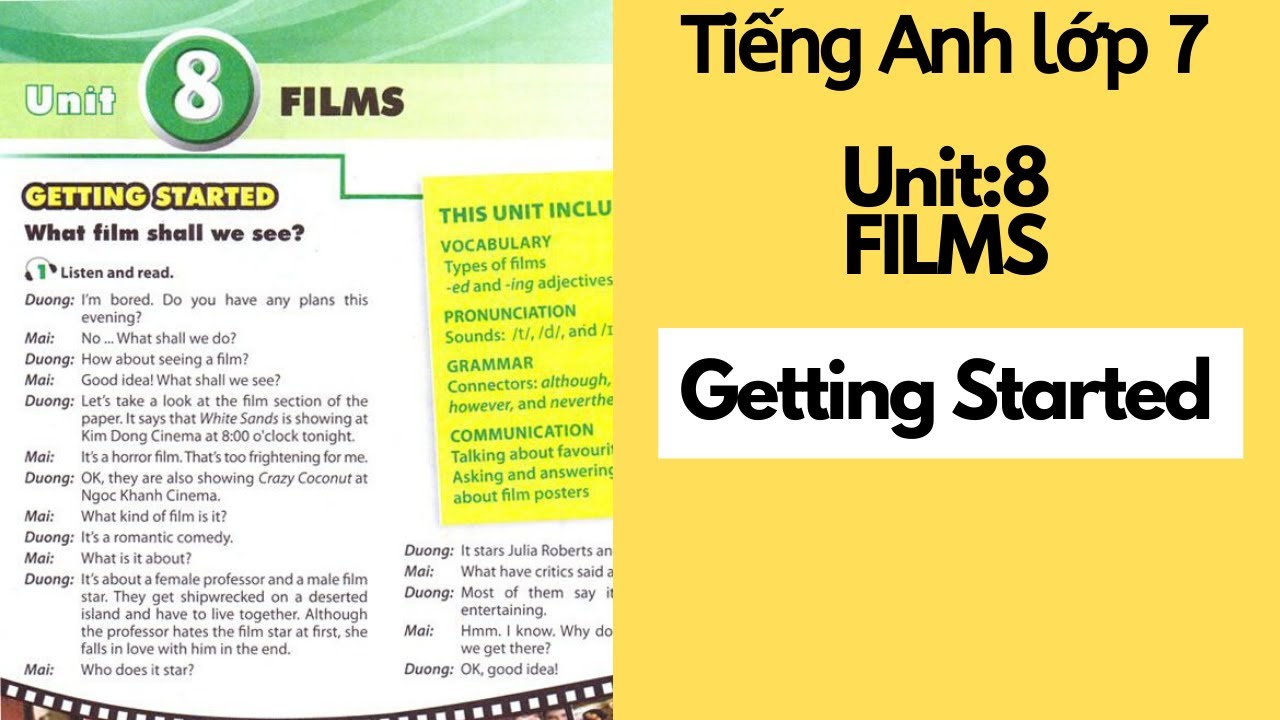 Tiếng Anh lớp 7 Unit 8 FILMS- Getting started TUTORIAL. Tieng Anh lop 7 ...