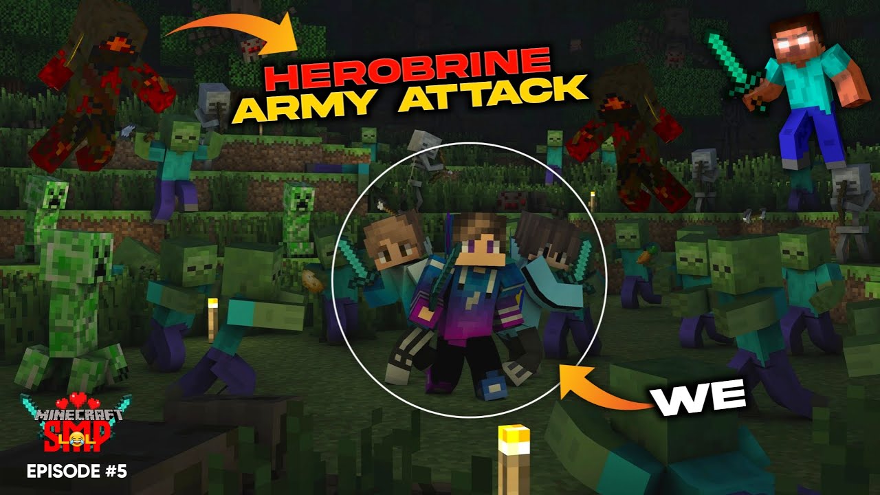 Herobrine Army Attack 😱 | Minecraft Lol Smp Episode 5 - YouTube