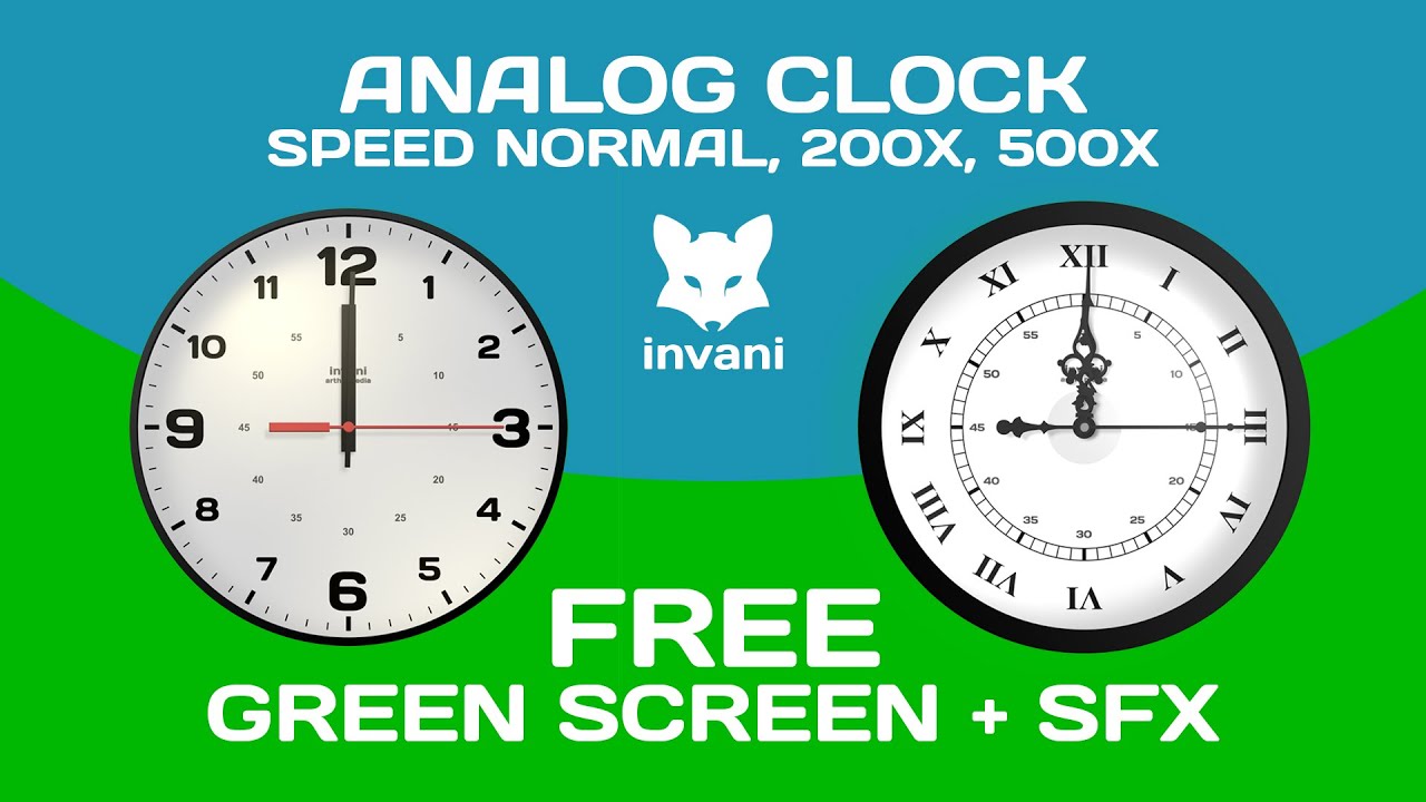 Free Green Screen Jam Analog ⏰ | Green Screen Clock Animation - YouTube