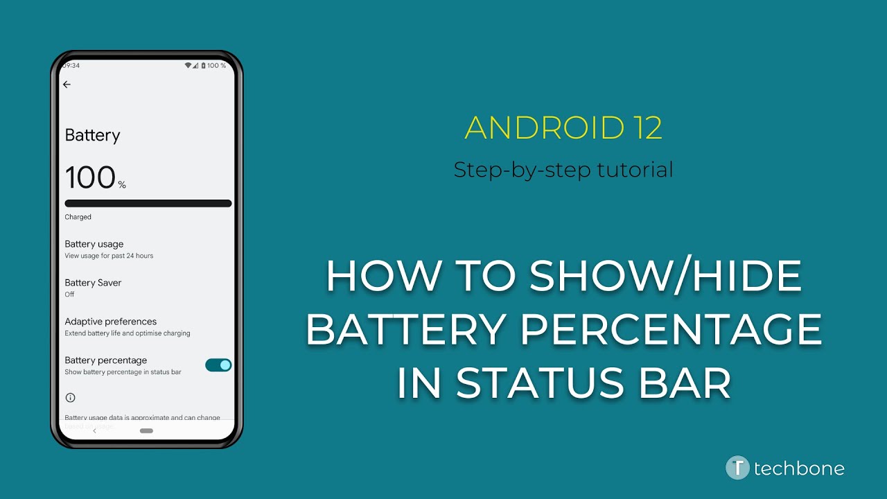 How to Show/Hide Battery percentage in Status bar [Android 12] - YouTube