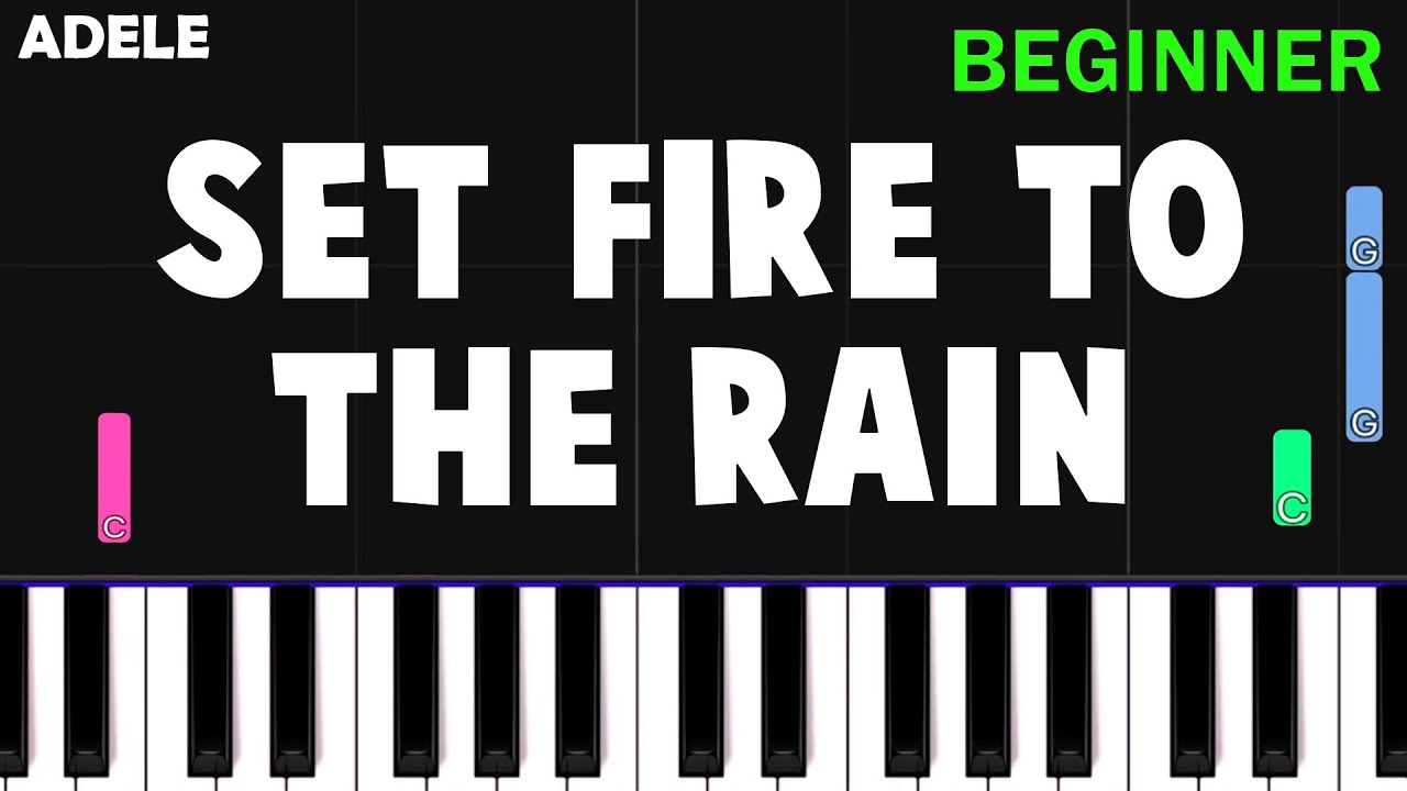 Set Fire To The Rain - Adele (SLOW PIANO TUTORIAL) - YouTube