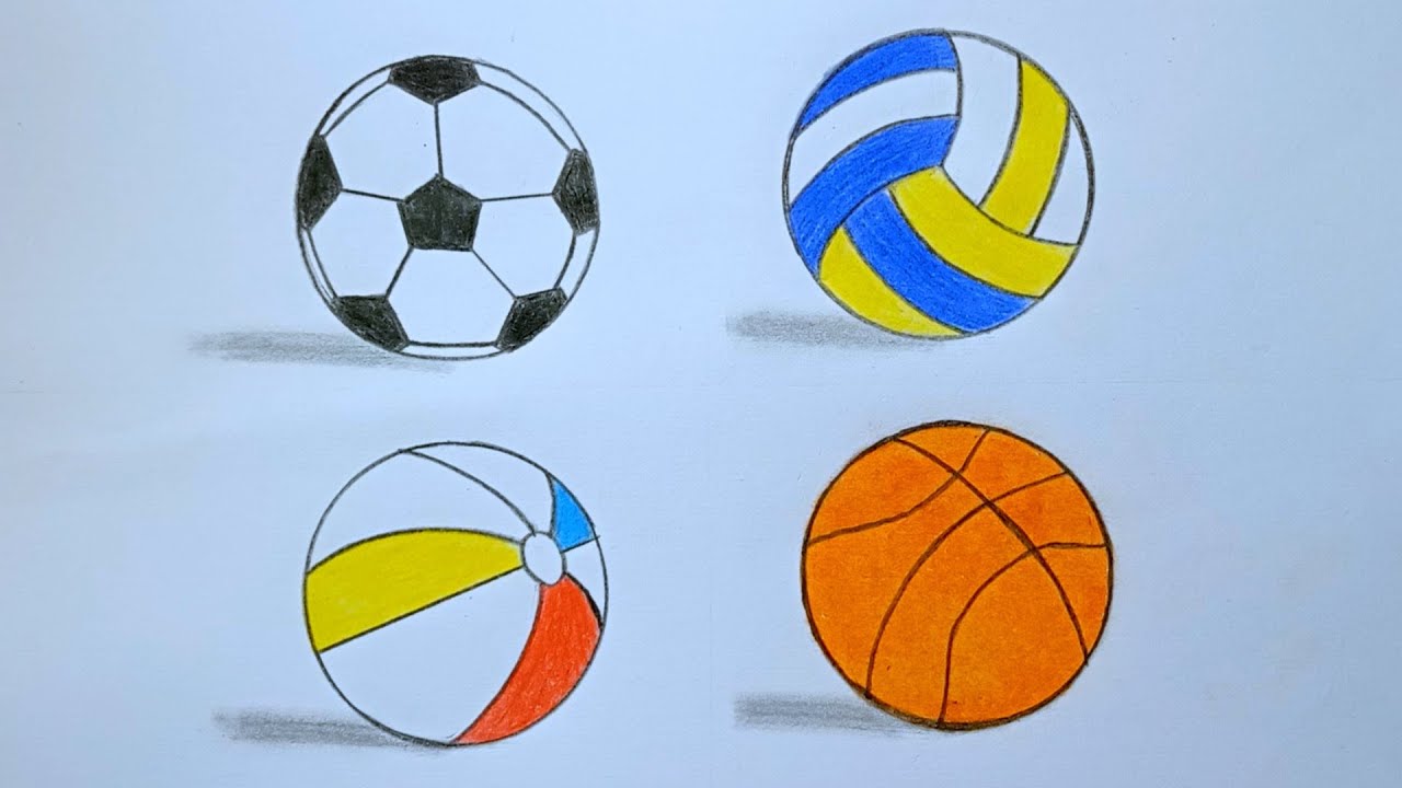How To Draw Football, Volleyball, Kidsball And Basketball Step By Step ...