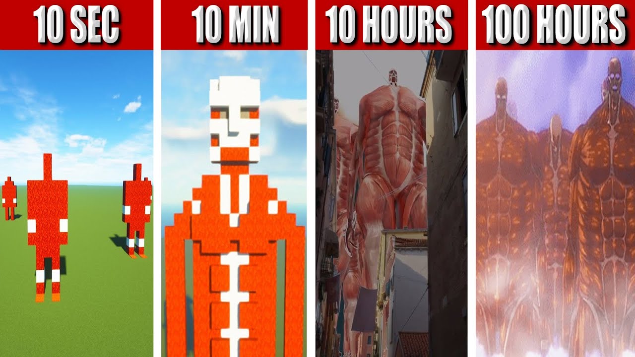 Colossal Titans (The Rumbling) in MINECRAFT: 100 Hours, 10 Hours, 10 ...