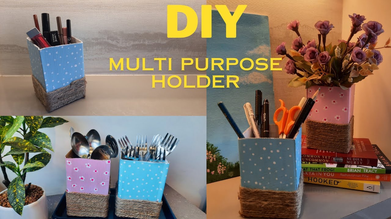 DIY Multi purpose holder from waste box | best out of waste | DIY from ...