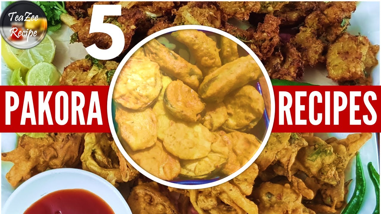 Pakora Platter 5 in 1 Recipe | Aloo Pakora | Palak Pakora | Baingan ...