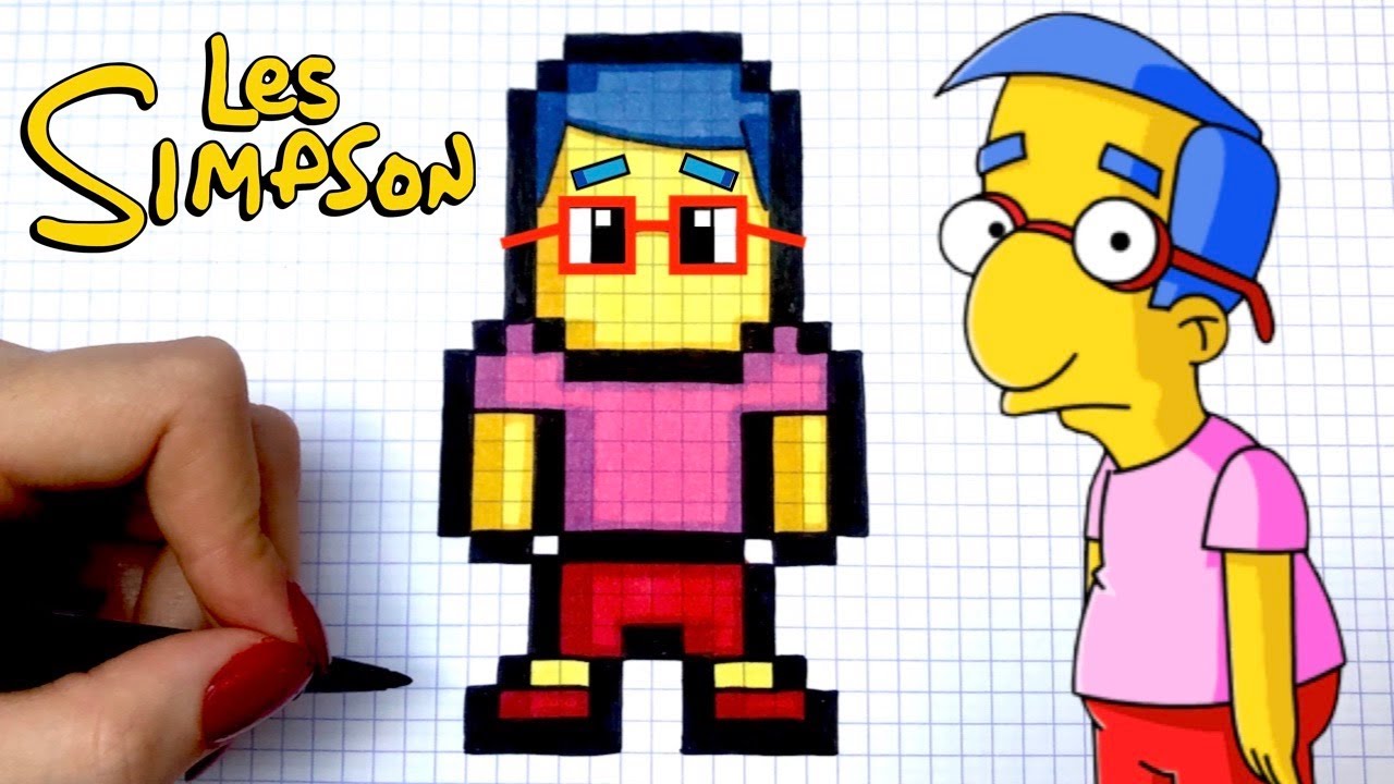 HOW TO DRAW MILHOUSE PIXEL ART - THE SIMPSON - YouTube