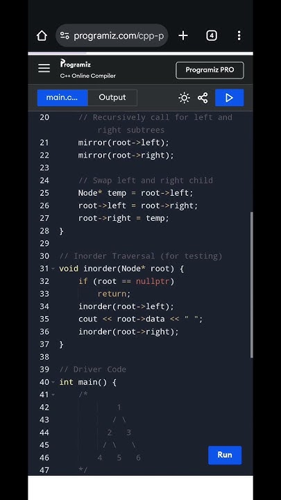Convert Binary Tree to Mirror Tree | C++ Recursive Solution - YouTube