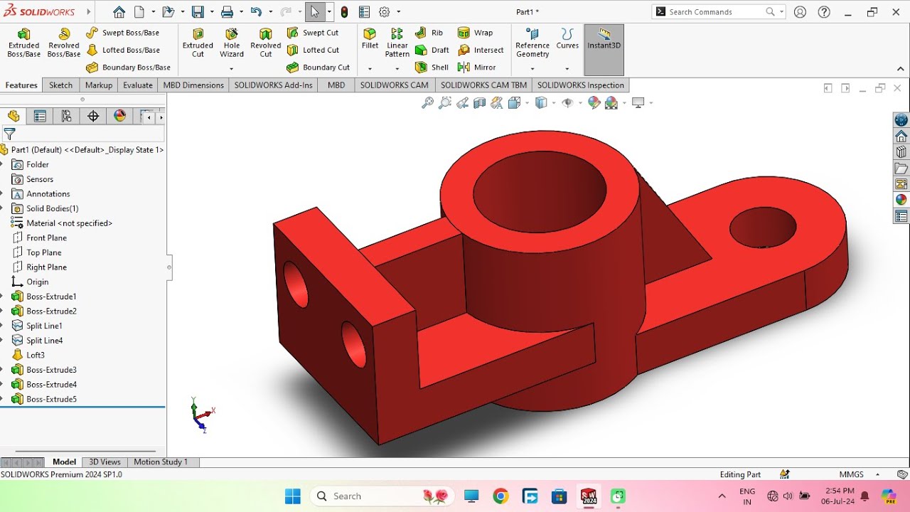 SolidWorks Basic Modeling Tutorial For Beginners Rib Feature - YouTube