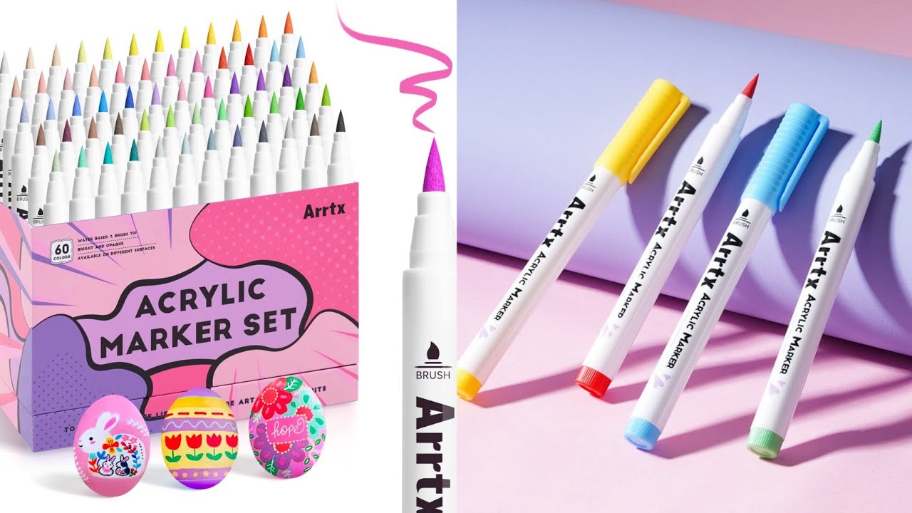 Trying out new arrtx acrylic marker 60 color set// unboxing and review ...