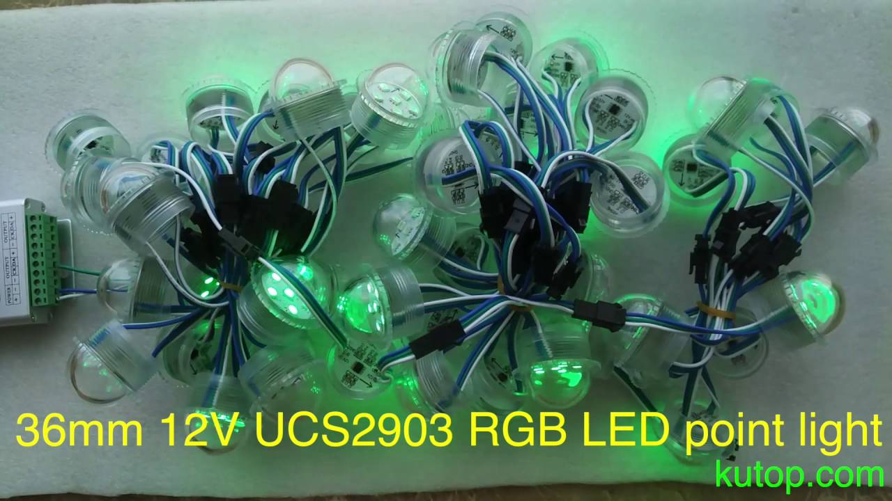 36mm 12V UCS2903 RGB LED point light - kutop.com - YouTube