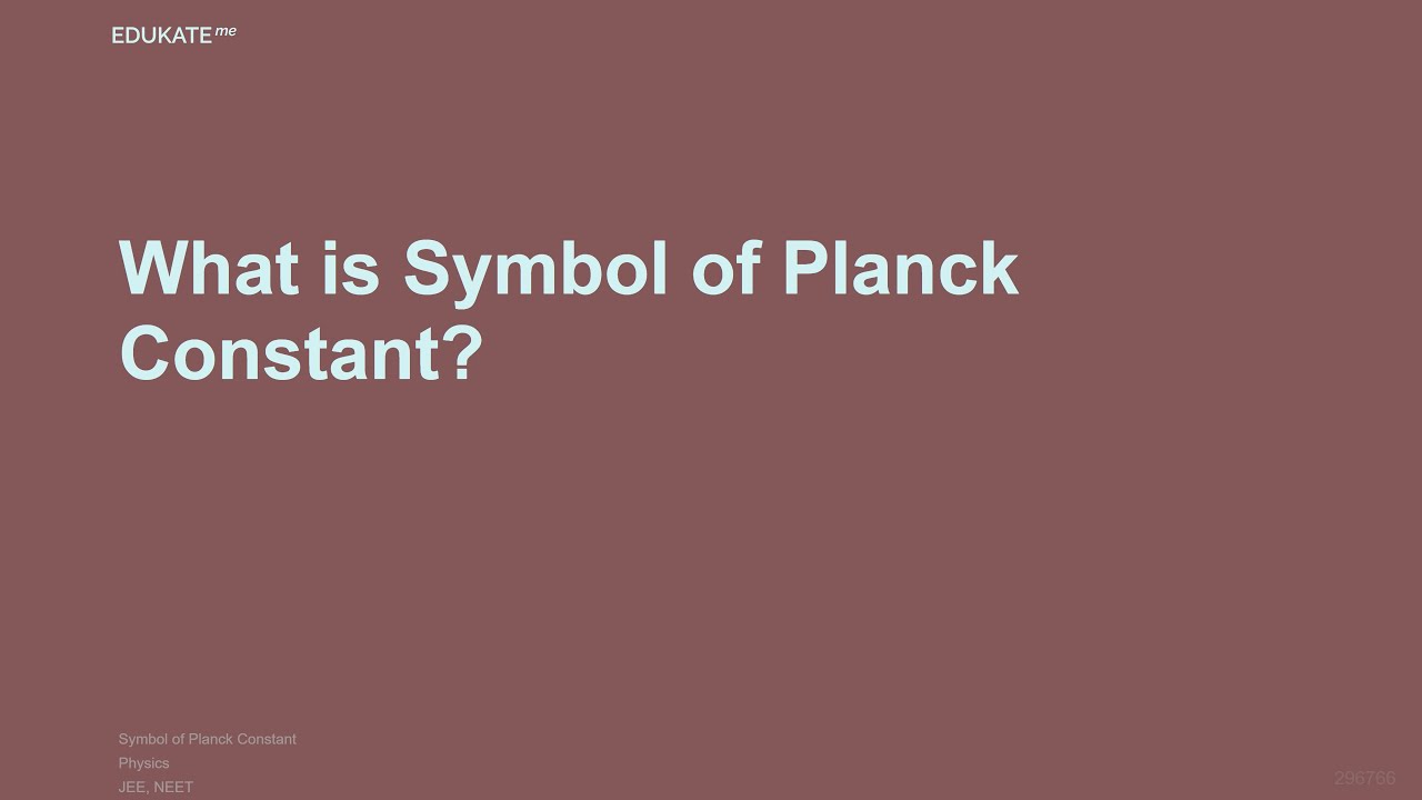 What is Symbol of Planck Constant? - YouTube